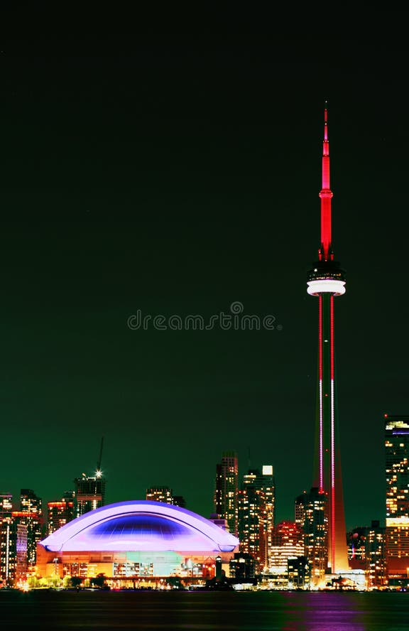 Vertical of the Toronto, Canada Skyline at Night Stock Photo - Image of ...