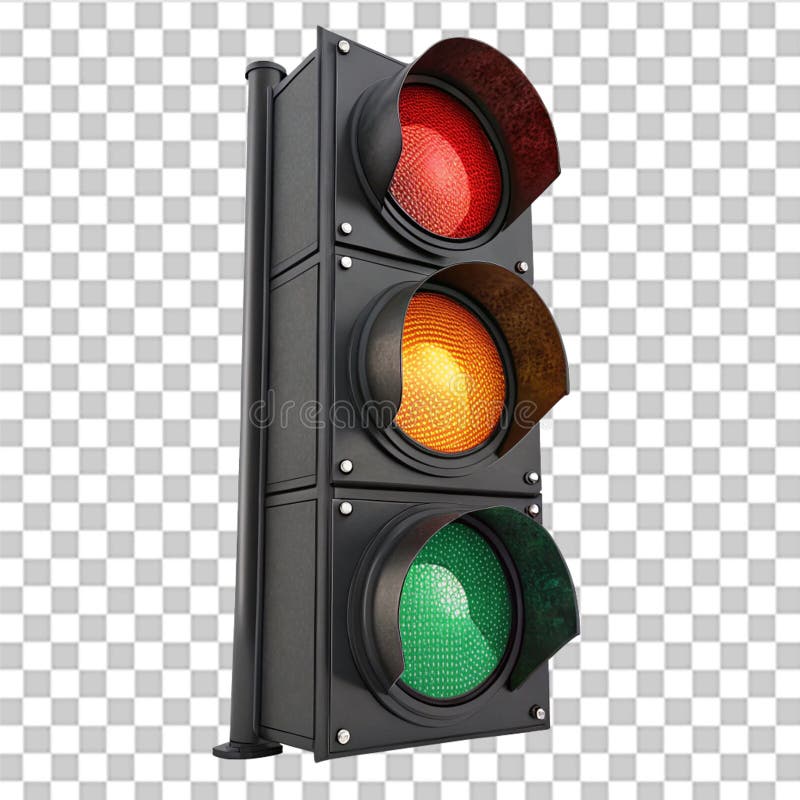 Vertical Traffic Light with Red Signal 3D Render Stock Illustration ...