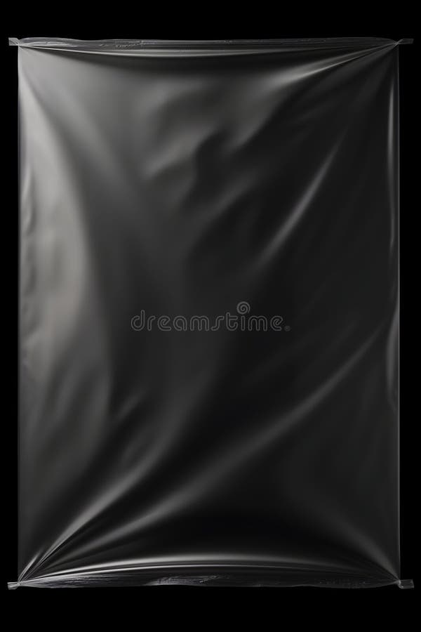 Vertical Transparent Plastic Wrap Overlay on Black Background ...