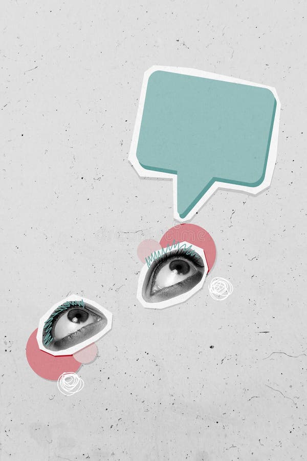 Vertical Trend Artwork Sketch Image Collage of Faceless Eyeball Stare ...