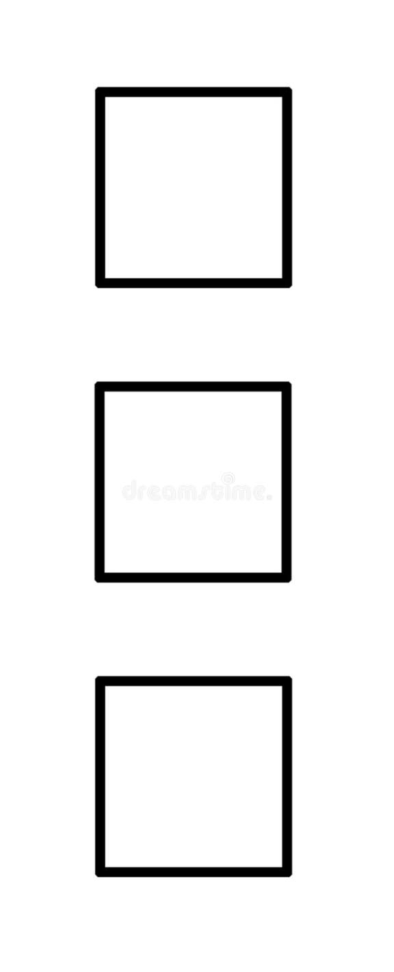 Vertical UI UX List Icon with Three Empty Square Boxes for Interface ...