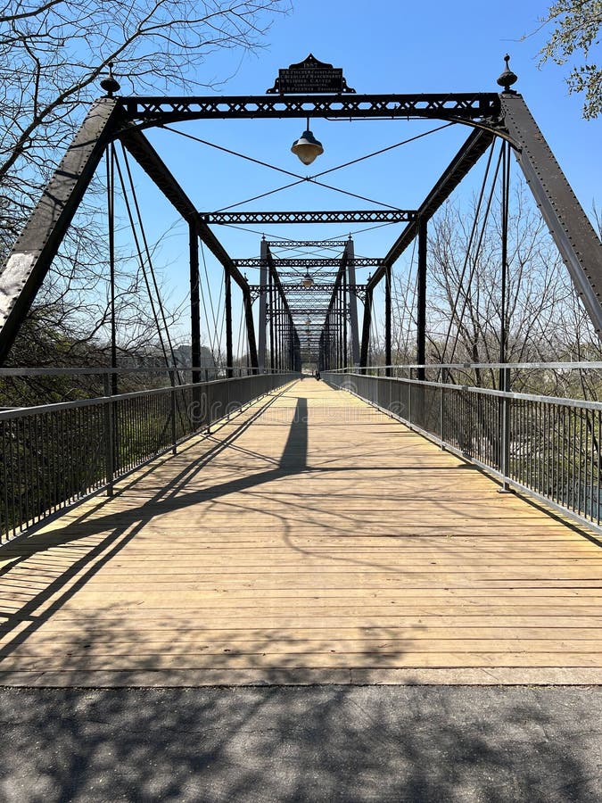 Vertical Vanishing Point Shot of a Bridge with a Wooden Boardwalk Stock ...