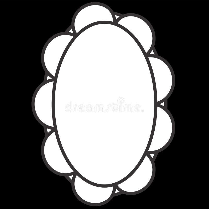 Vertical Oval Frame with Petals in Black and White Stock Vector ...