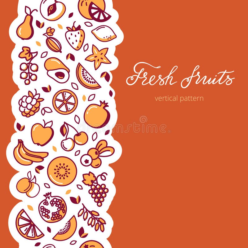 Vertical Vector Pattern of Fruit. Stock Vector - Illustration of ...