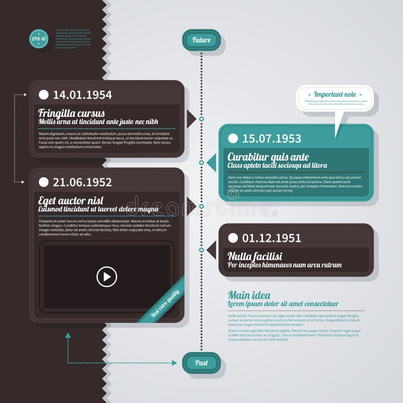 Vertical Vector Timeline in Retro Style. EPS10. Stock Vector ...