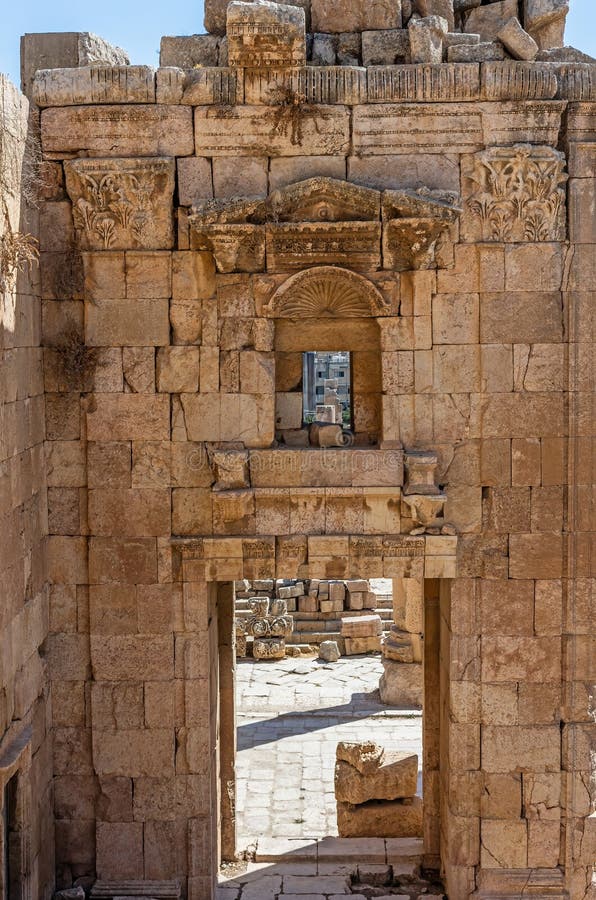 Vertical Veiw of the Gate at Ruins of Jerash. Jordan Stock Image ...