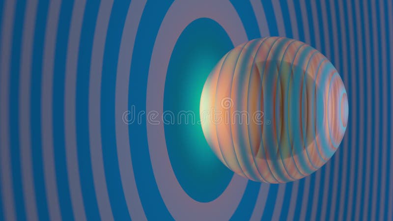 Vertical Video Abstract Minimal Background with Glowing Striped Sphere ...