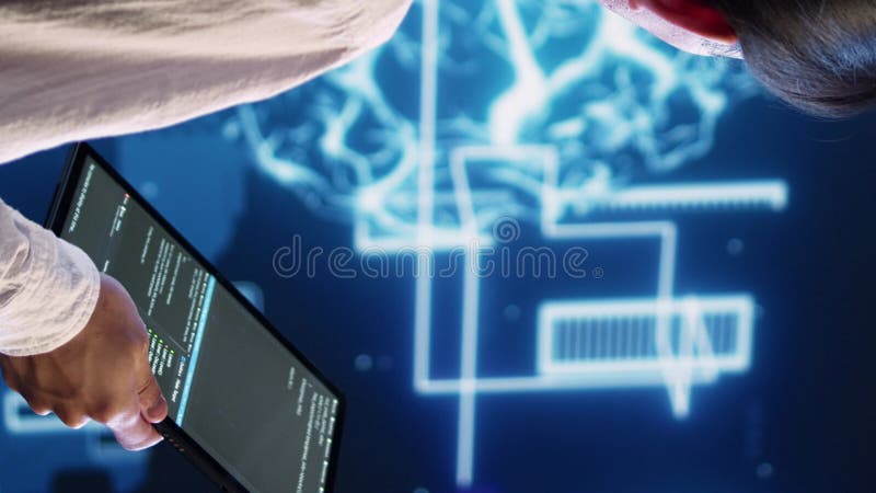 Vertical Video AI Admin Runs Code in Data Center Stock Footage - Video of repair, programming ...