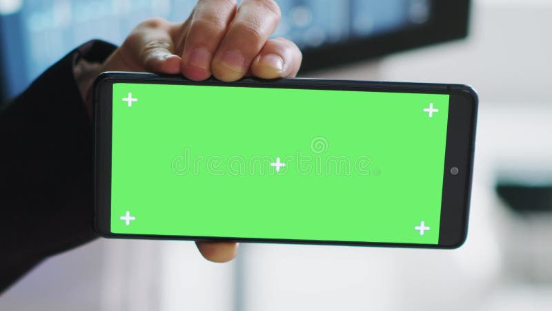 Vertical Video Architect Holding Smartphone with Greenscreen Layout ...