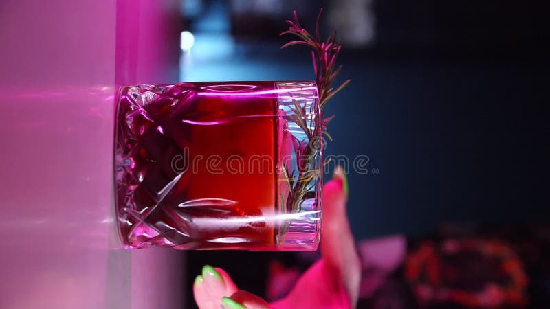 Bartender Serving Cocktail on Bar Counter - Vertical Video Stock Video ...