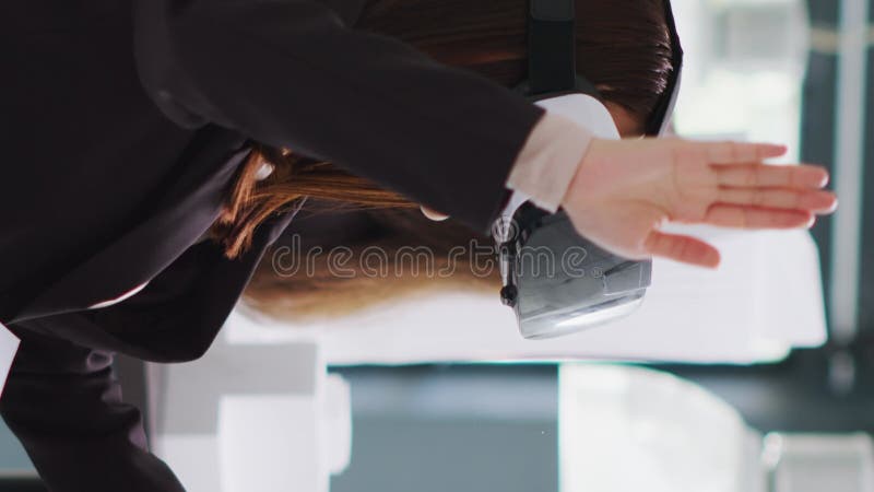 Vertical Video CAD Expert Working with Virtual Reality Glasses in ...