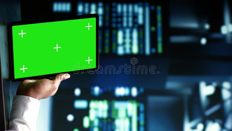 Vertical Video Chroma Key Tablet Server Scan Stock Footage - Video of ...