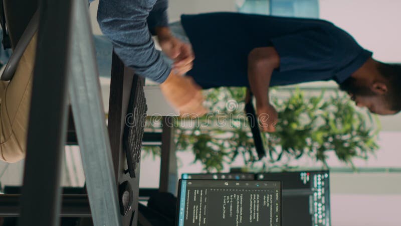 Vertical Video: Database Programer Writing Source Code and Developing ... Vertical Video: Database Programer Writing Source Code and Developing ...