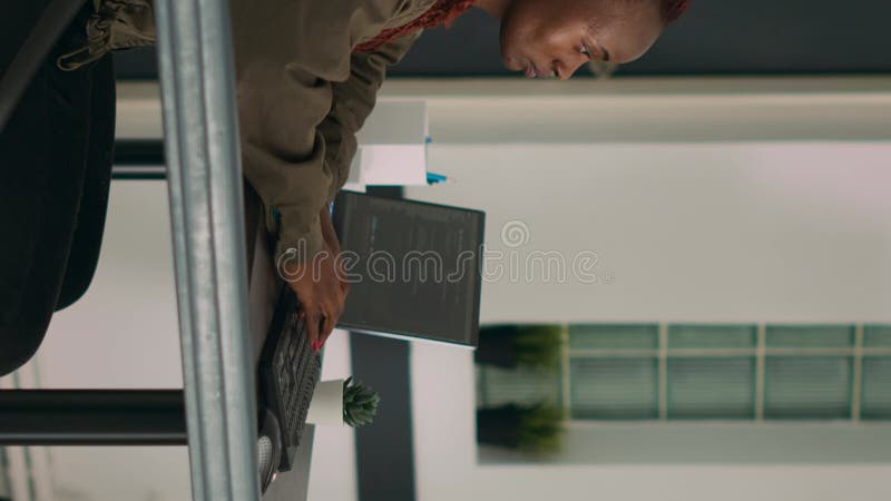 Database Programer Writing Source Code And Script On Terminal Window