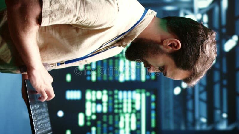 Vertical Video Developer Identifying Server Issues Stock Footage - Video of firewall, database ...