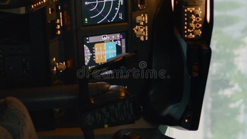 Airplane Cockpit with Flying Command on Control Panel Stock Video ...