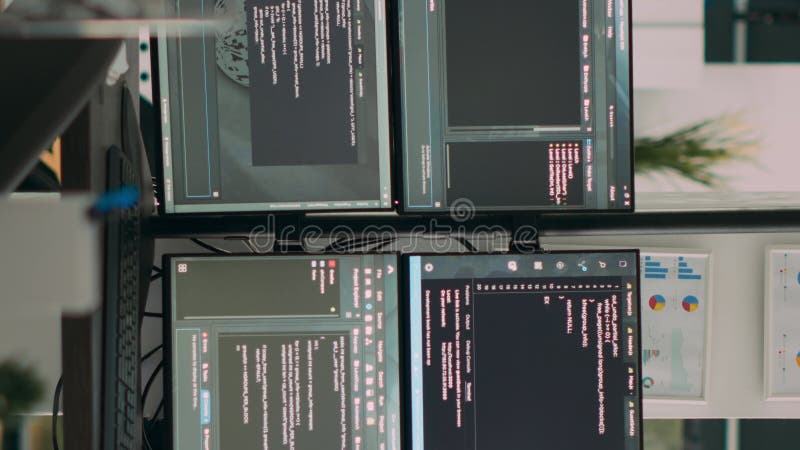 It Office with Multiple Monitors Showing Critical Error Message Flashing on Screens Stock ...