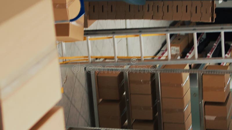 Empty Storage Room with Desk Space and Shelves or Racks Stock Footage ...