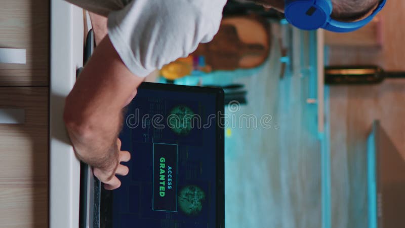 Vertical Video Excited Hacker Attacking the Government Server from Home ...