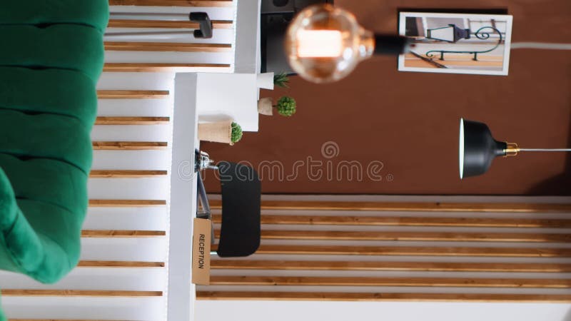 Expensive Hotel Reception with Empty Modern Front Desk Stock Footage ...