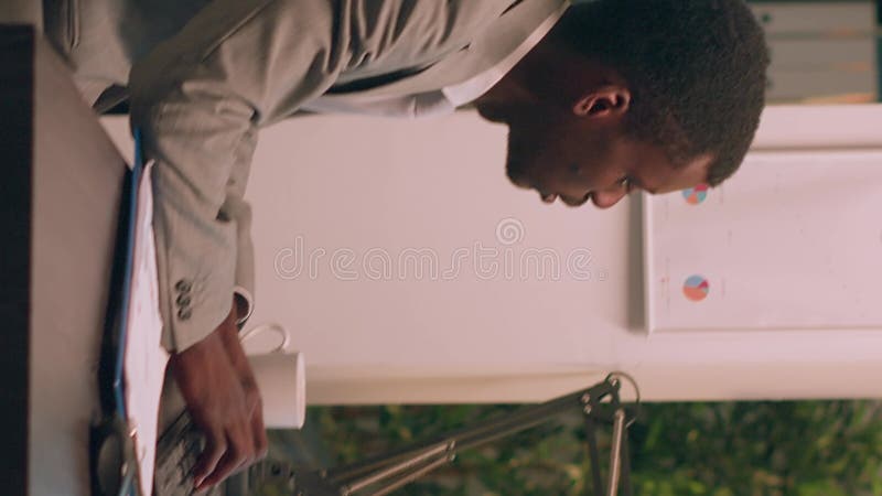 Vertical Video Employee Arriving at Work Stock Footage - Video of ...