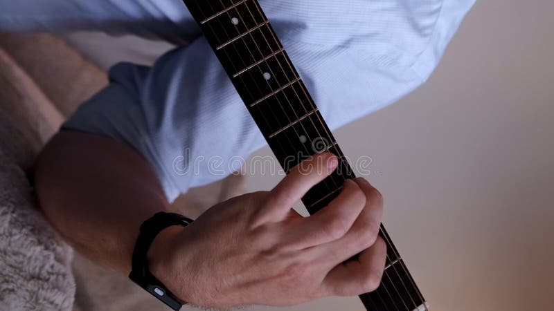 Vertical Guitar Skill Music Practicing Man Playing Stock Video - Video ...