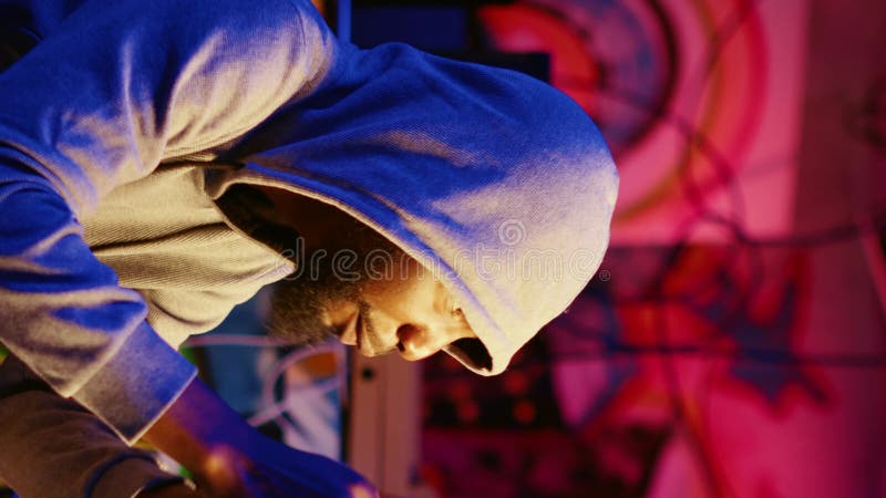 Vertical Video Hacker Holds SSD with Stolen Credentials Stock Footage ...