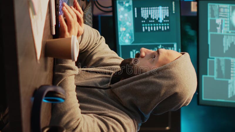 Vertical Video: Hacker Programmer Coding System Late at Night Stock ... Vertical Video: Hacker Programmer Coding System Late at Night Stock ...