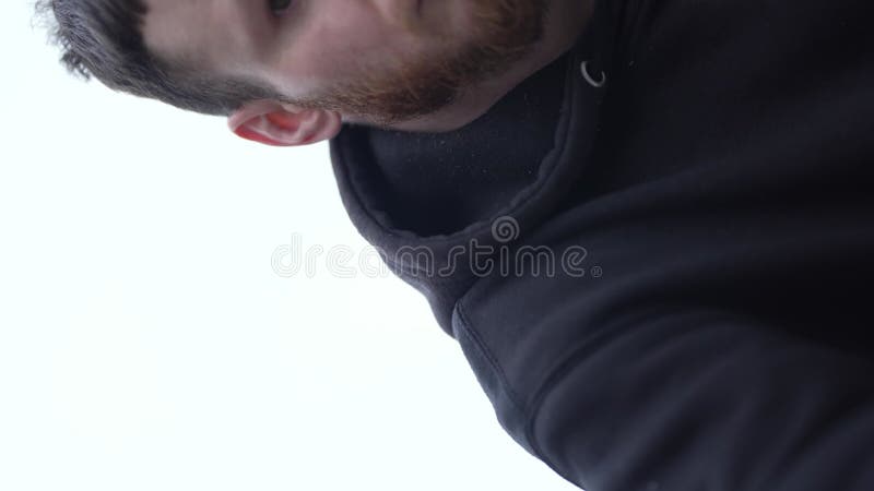 Vertical Video of an Athlete Guy Boxer Who is Training Stock Footage ...