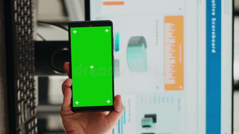 Vertical Video Operator Focusing on Blank Mockup Screen Stock Video ...