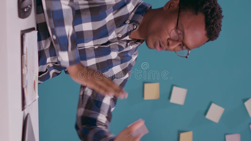 Vertical Video: Overworked Employee Showing Timeout Gesture with Hands ...