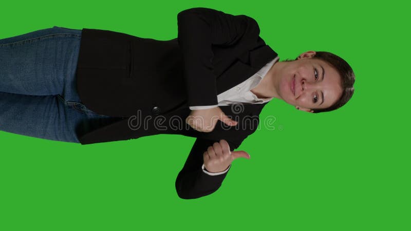 Vertical Video: Side View Close Up of Optimistic Worker Giving Thumbs ...