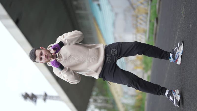 Vertical Video Slow Motion Training of Male Boxer Stock Footage - Video ...