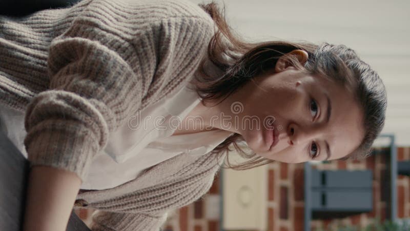 Vertical Video Software Engineer Typing Source Code On Computer Keyboard Turning Head And