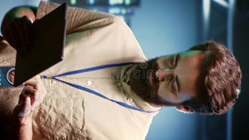 Vertical Video Supervisor in Server Routine Inspection Stock Footage - Video of supervisor ...