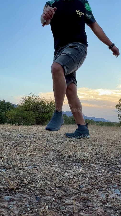 Vertical Video of an Unrecognizable Guy Dancing Shuffle Dance Stock ...