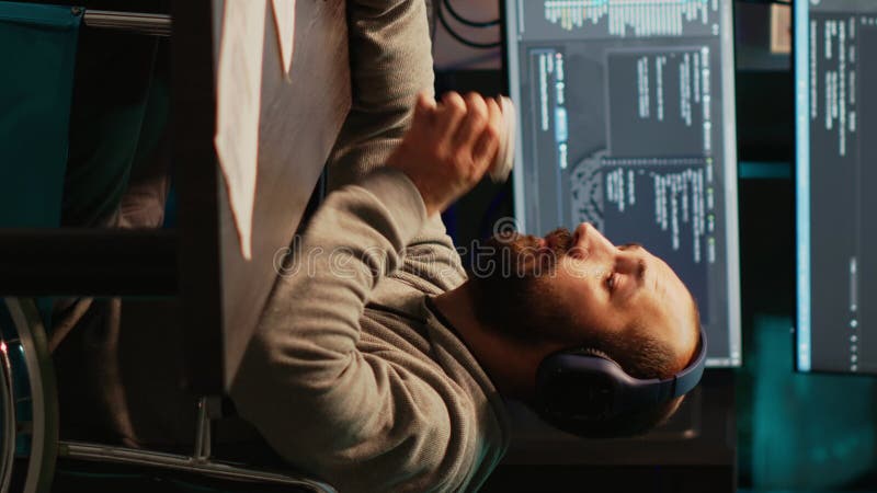 Vertical Video: it Web Developer Writing Source Code in Office Stock ...