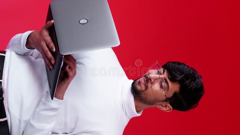 Vertical Web Research Online Business Man Laptop Stock Footage - Video ...