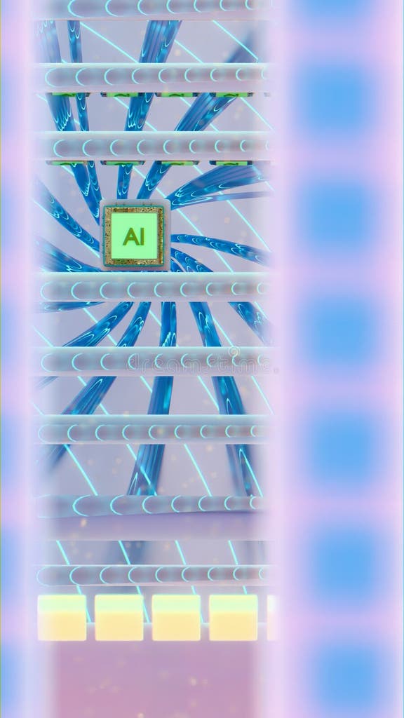 Vertical View of AI Processor at the Center of a Digital Circuit Board ...