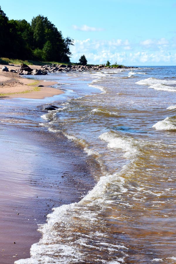 Vertical View of a Beautiful Wavy Beach. Stock Image - Image of view ...