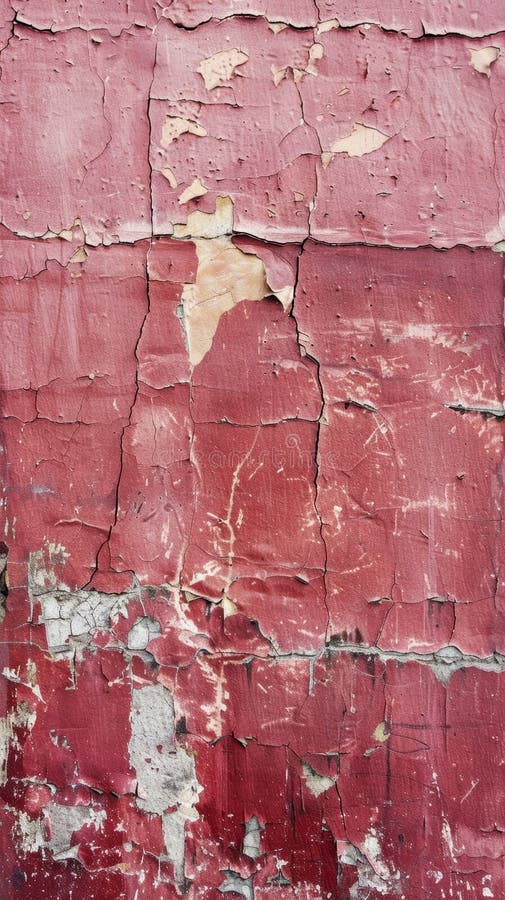 Vertical View of a Burgundy Wall with Peeling and Flaking Paint ...