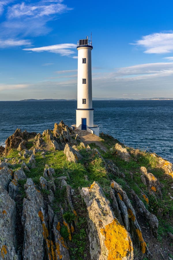 Vertical View of the Cabo Home Lighthouse in Western Galicia Stock ...