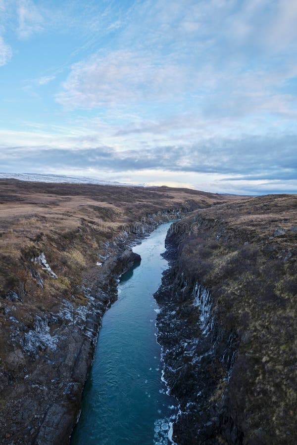 Vertical View of the Canyon Moira, Iceland Stock Image - Image of river ...