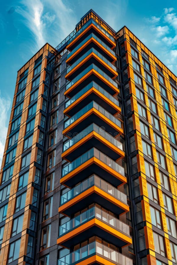 Vertical View of Contemporary High Rise Tower Block Showcasing Modern ...