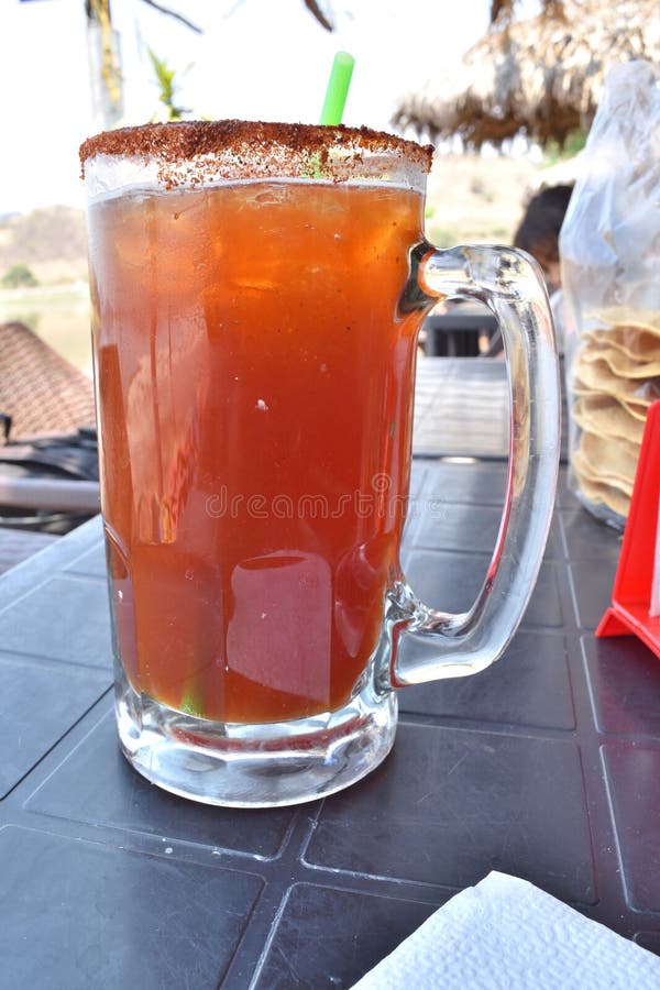 Vertical View of a Drink Called Michelada Served in a Beer Mug in a ...