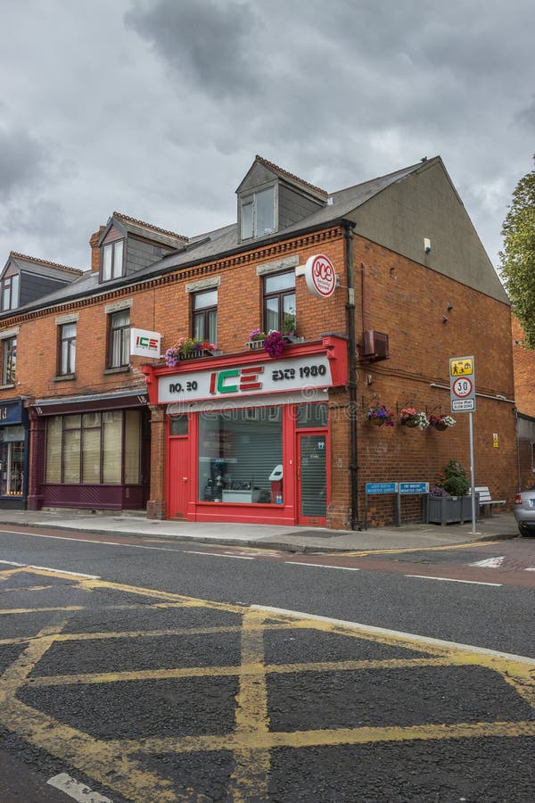 Vertical View of Dublin City Buildings with Closed Shops Under the ...