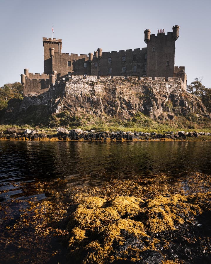 Vertical View of the Dunvegan Castle on the Riverbank Under the Blue ...