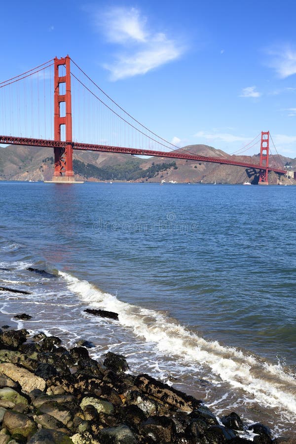 Vertical View of Famous Golden Gate Bridge Stock Photo - Image of ...