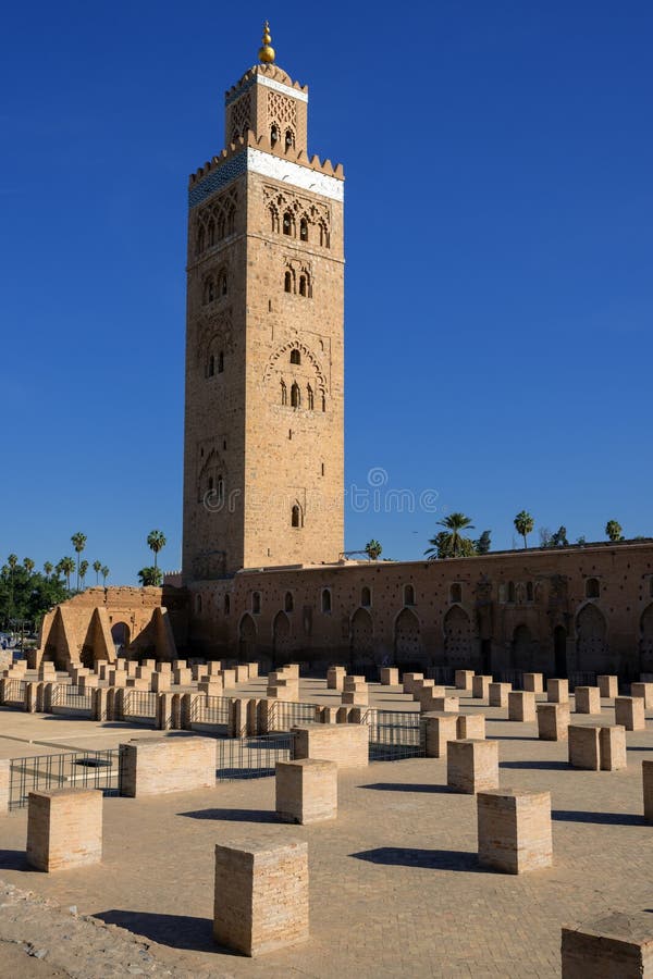 Vertical View of Famous Koutoubia Mosque, Marrakech Stock Photo - Image ...