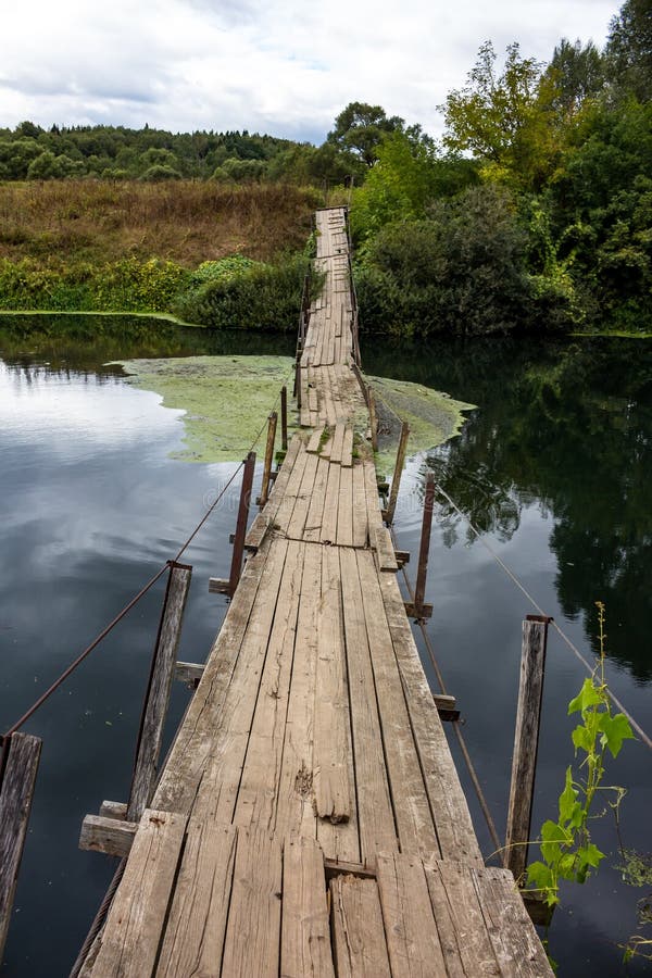 Vertical View of the Footbridge Over the River, Skewed and Lying on the ...